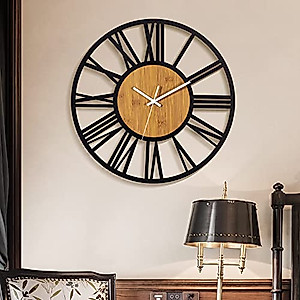 1st owned Round Wall Clock for Living Room Decor Modern Battery Operated Nearly Silent Black Clocks for Home Living Room Garden Office Cafe Decoration -40CM