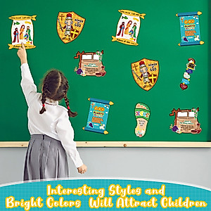 Outus 36 Set Religious Sunday School Crafts Armor of God DIY Craft Kit VBS Christian Crafts for Kids Bible Hanging Ornament Sunday School Paper Craft Sticker for Christmas DIY Activity Preschool