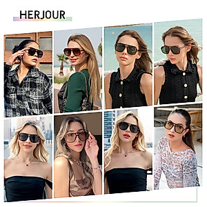HERJOUR Retro Trendy Square Aviator Sunglasses Womens Mens 70s Classic Vintage Oversized Sun Glasses AR82173
