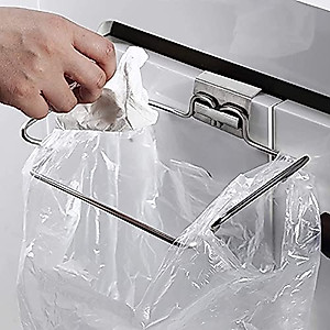 LUNCK Trash Bag Holder Racks, Metal Hanging Garbage Bags Rack, Stainless Steel Trash Bag Holder for Kitchen Cabinets(Hanging)