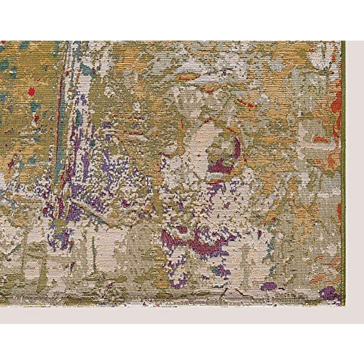 Unique Loom Modern Collection Rustic, Abstract, Distressed, Bright Colors, Indoor and Outdoor Area Rug, 6 ft 0 in x 6 ft 0 in, Multi/Green