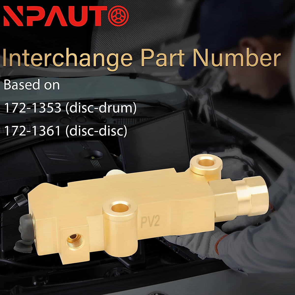 PV2 Brake Proportioning Valve Disc/Drum, Disc Front Drum Rear Brake, Brass 172-1353 PV71 Combination Valve Fit for GM Ford Chevy Street Rod Classic Car & Truck