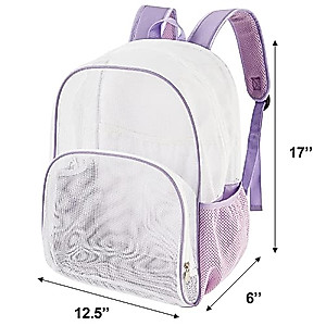 COVAX Heavy Duty Mesh Backpack, See Through College Mesh Backpack (Purple)