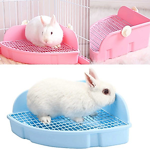 kathson Large Rabbit Litter Box Bunny Corner Toilet Box Potty Trainer Bigger Pet Pan Small Animal Cage Toilet Bedding Box Fanshaped for Adult Guinea Pigs Chinchilla Ferret Galesaur