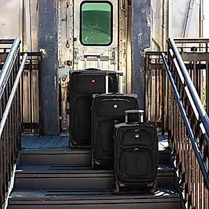 SwissGear Sion Softside Expandable Roller Luggage, Black, Checked-Medium 25-Inch