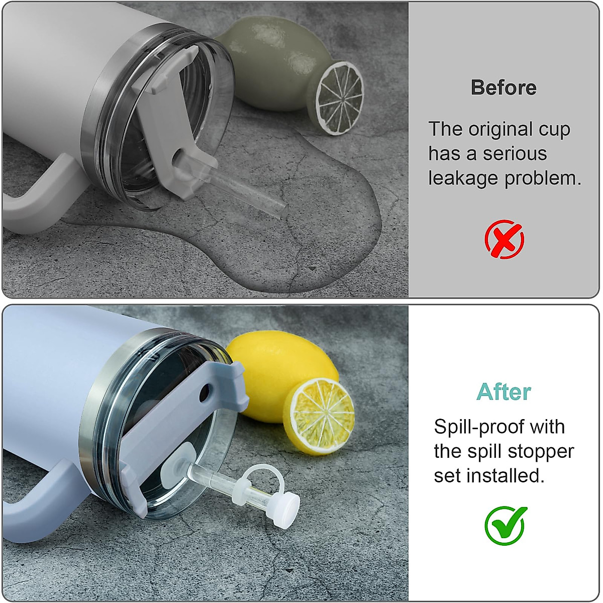 Airboat Silicone Spill Proof Stopper Set for Stanley H2.0 40oz 30oz Tumbler, Leak Proof Straws Topper Cover Cap Tumbler Accessories Compatible with Stanley Mug Cup