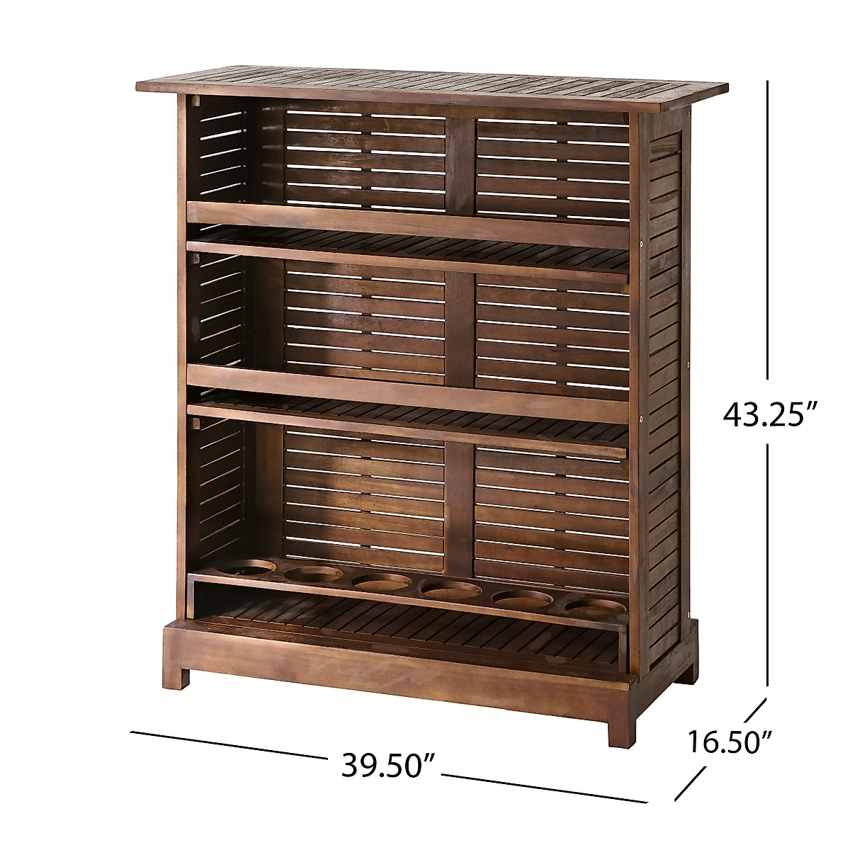 Christopher Knight Home Riviera Acacia Non-FSC KD Wood Bar, Rich Mahagony, Dimensions: 39.40”L x 16.50”W x 43.30”H