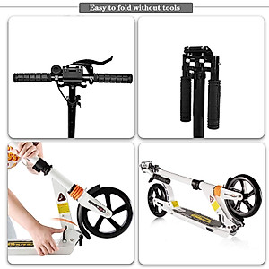 TENBOOM Adult Scooter for Teens and Adults, Lightweight, Disc Brakes, 8" Wheels, Adjustable Height, Foldable Design, Suitable for Riders 3.9-6 Feet, Easy to Carry and Operate