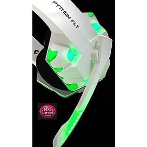 Nxt Level Python Fly G9000 Max Ultralight Stereo Professional Gaming Headset 7.1 Bass Surround Sound with Noise Cancellation Microphone for PS5 PS4 Xbox Controller Mobile Phone PC (White Green)