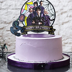 Wednesday Cake Toppers Set, Cake Decorations for Addams Theme Birthday Party Supplies