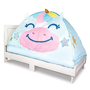 GOOD BANANA Unicorn Bed Tent for Twin Beds - Ventilated, Easy Set-Up, Magical Play Fort for Kids