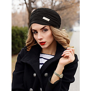 2 Pieces Women Newsboy Cabbie Cap Beret Hats Bamboo Baseball Cap Cotton Painter Visor Hats for Women (Black, Grey)