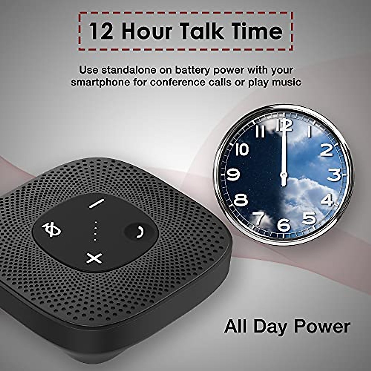 CA Essential Speakerphone SP-2000 - USB and Bluetooth Speakerphone, Clear Sound, 360 Degree Noise Cancelling Microphone with 3m Range, 66 Ft BT Wireless Range, by Cyber Acoustics