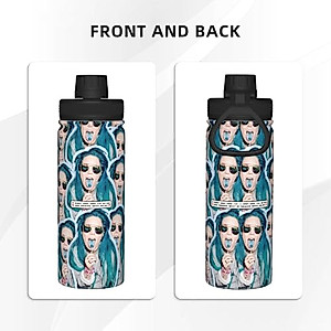 HIKTIEK Halseys Stainless Steel Insulated Tumbler Sports Water Bottle Hot and Cold Travel Cup 18oz