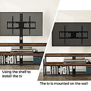 Seventable TV Stand with Mount and Power Outlet 51", Swivel TV Stand Mount for 32/45/55/60/65/70 inch TVs, Height Adjustable TV Entertainment Center with Cable Management, Rustic Brown