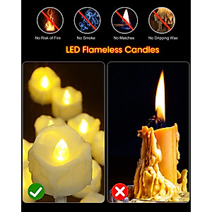 PChero LED Tealights with Timer, 12pcs Flickering Flameless Battery Operated Timed Tea Light Electric Candles for Halloween Christmas Home Party Wedding Centerpieces Decorations