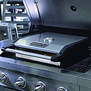 Megamaster Portable Pizza Oven, Grill Top Ceramic Pizza Oven Kit, Portable Oven, Camping Oven, Insert for BBQ Grill and covered smoker/griddle, Stainless Steel.