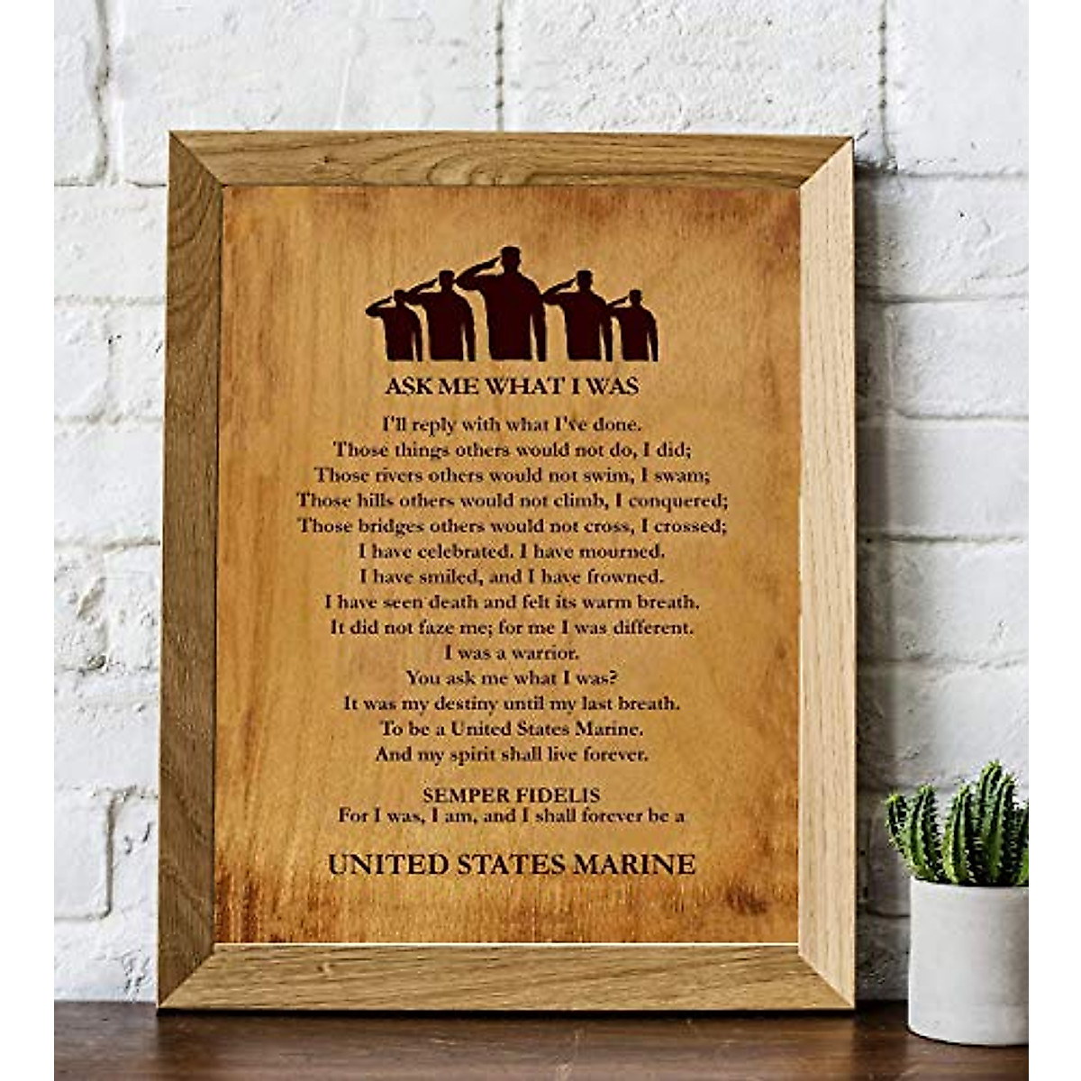 "Ask Me What I Was-Always A United States Marine"-Marine Corps-Wall Art- 8 x 10"-Wood Grain Typographic Print-Ready To Frame. Home-Office-Military Decor. Perfect Gift for All Marines. Semper Fi.