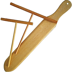 ROLLBURY Crepe Spreaders and Spatula Set 5 and 7 Inches All Natural Beechwood Removable Easy Storage Convenient Sizes to Fit Any Crepe Pan Maker Great For Pancakes and Comes with Silicone Brush