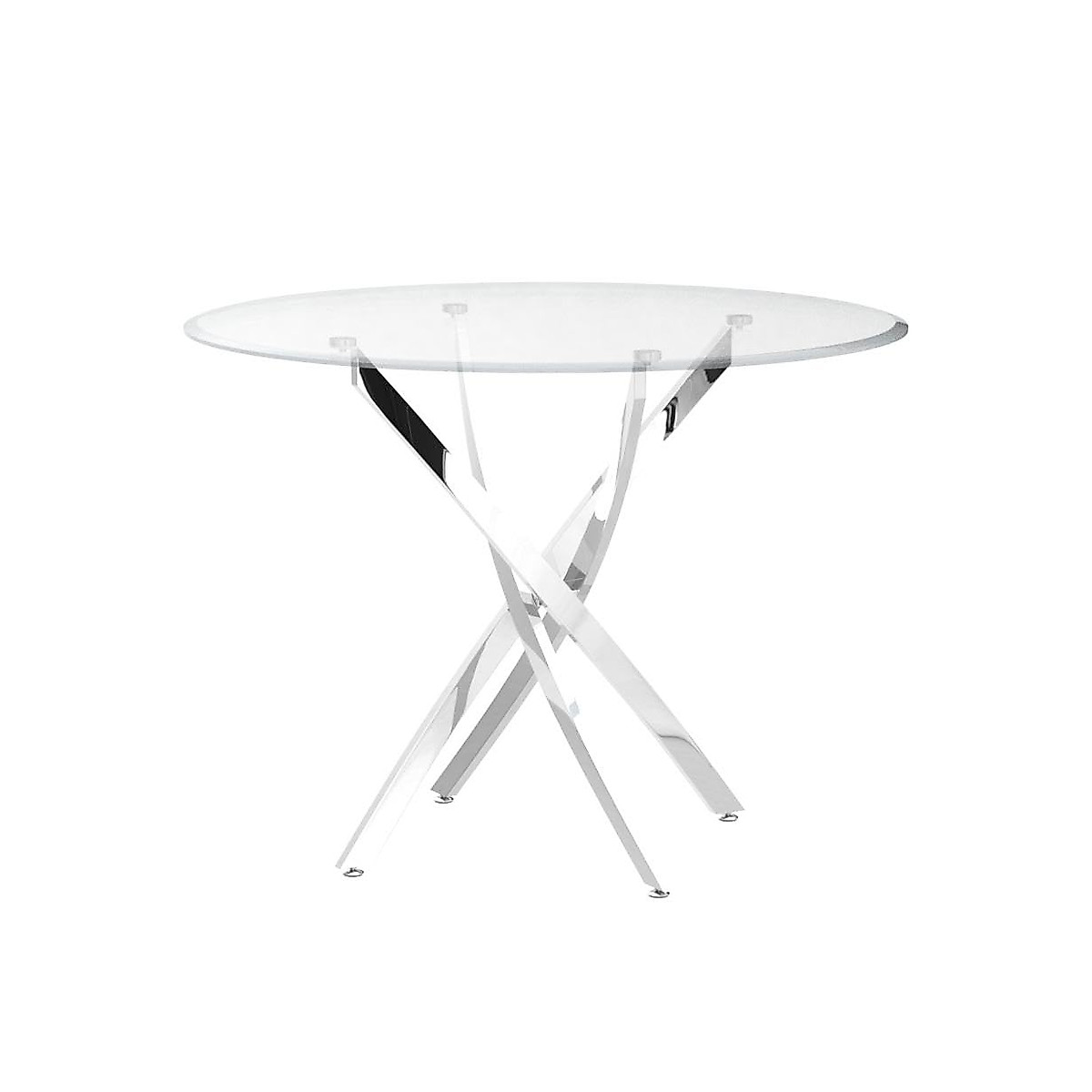 Pvillez Contemporary Dining Table, 36" Round Tempered Glass, Stainless Steel Base, Seats 4, Clear Kitchen Table for Dining