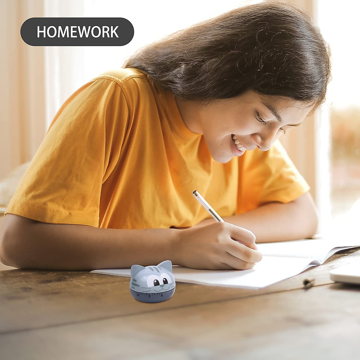 AUDRWALL Cute Kitchen Timer Mechanical Timer for Kids, 60 Minutes Manual Cooking Timer Wind Up Countdown Timer Cute Timer for Cooking Reading Sports Study Time Management and Desktop Decor (Cat)