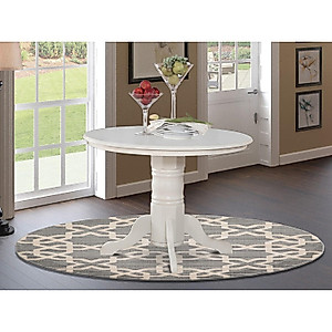 East West Furniture SHT-WHI-TP Shelton Dining Room Table - a Round kitchen Table Top with Pedestal Base, 42x42 Inch, Buttermilk & Cherry