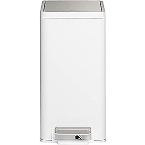 Kohler 20957-STW Trash Bin, 2.5 Gallon, White with Stainless Steel