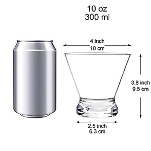 Youngever 6 Pack Plastic Martini Glasses, 10 Ounce Shatterproof Martini Cups, Stemless Martini Glasses