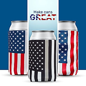 QualityPerfection Can Cooler Sleeve (6 Pack) 12 Oz Neoprene Collapsible Cooler Can, Insulated Can Holder, 4mm Thick Beer &Soda Can Cover, Police Cooler Can Covers(Tie - Dye Mix)