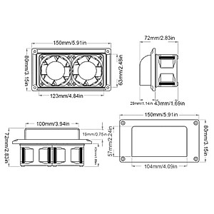 Camrusic 12V RV Side Vent Fan, 25W Air Vent Ventilation Exhaust Fan for Motorhome, Caravan, Trailer, Camper, Boat Marine Yacht