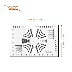 KUFUNG Silicone Baking Mats Non-Slip Pastry Mat Countertop Protector Fondant Mat for Rolling Dough Pie Crust Pizza and Cookies (24 x 16 Inch, Black)