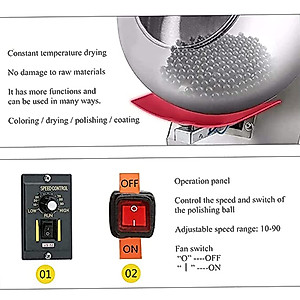 SSQUZA Small Size Sugar Coating Machine Candy Coater Machine Chocolate Coating Polishing Machine Chocolate Coater Sugar Ball Coating Drying Machine for Pharmaceutical and Food Industries,110V