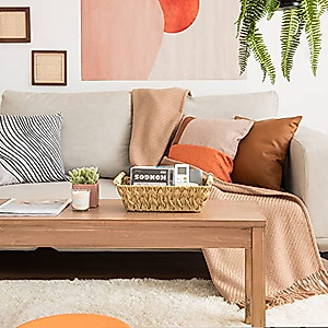 GRANNY SAYS Wicker Basket with Handles, Trapezoid Decorative Baskets Waterproof, Wicker Storage Baskets for Shelves, Nature, 2-Pack