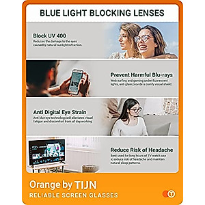 TIJN Blue Light Blocking Glasses Men Women Vintage Thick Round Rim Frame Eyeglasses