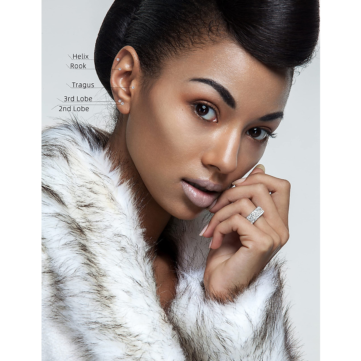 925 Sterling Silver Tiny 2mm Stud Earrings for Women: 5 Pairs Cartilage Helix Hypoallergenic Stud Earrings Clear Round CZ Stud Earrings Set for Women Multiple Piercing