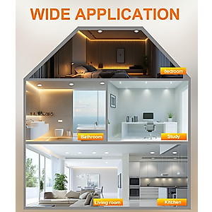 CLOUDY BAY 12 Pack 6 Inch 5CCT Ultra-Thin LED Recessed Ceiling Light with Junction Box,2700K/3000K/3500K/4000K/5000K Selectable,15W Dimmable Canless Downlight,1000LM High Brightness