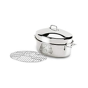 All-Clad Specialty Cookware Stainless Steel Covered Oval Roaster with Lid and Rack 19 x 12 x 10 Inch Roaster Pan, Pots and Pans, Cookware