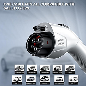 EV101 Portable EV Charger Level 1+2, 8/10/13/16 Amp Adjustable Electric Car Charger, 110V-240V 3.5KW 20 ft Plug-in Hybrid EV Charger