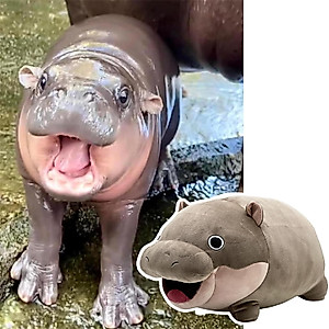 FKONGD 2024 Moo Deng Mini Hippo Plush, SmallCute Cartoon Moo Deng Plush Toys, Soft Baby Hippopotamus Stuffed,Soft Baby Hippopotamus Stuffed Animal Pillow for Kids