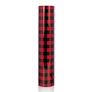 VINYL FROG Buffalo Plaid HTV Heat Transfer Vinyl - 10" x 5ft Easy to Cut & Weed Red & Black Plaid Iron on Vinyl - Classic Buffalo Plaid Christmas Heat Press Vinyl