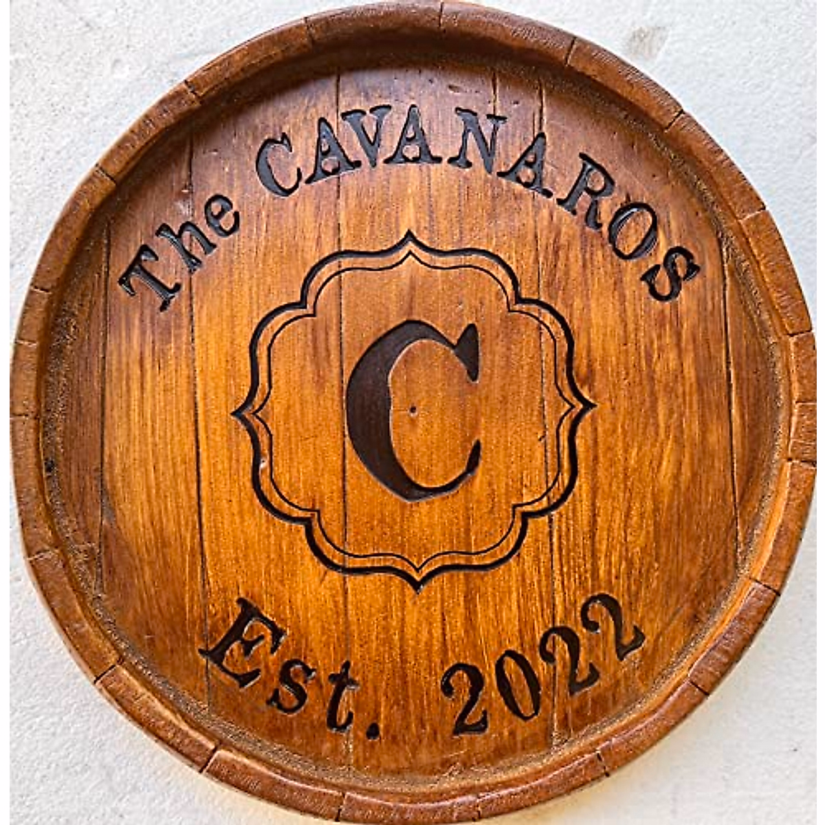 Wine Barrel Serving Tray Personalized
