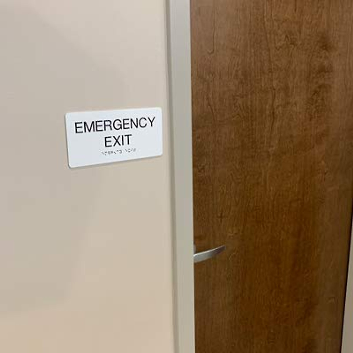 NapTags ADA Compliant Exit Sign, 8" x 4", Emergency Exit, White (White)