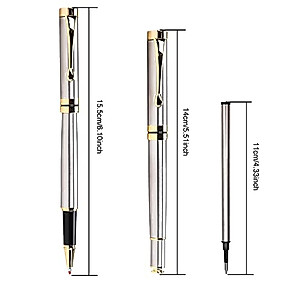 YIVONKA Luxury Ballpoint Pens Best Ball Pen Gift Set for Men & Women Professional Executive Office Nice BallPens Classy Gift Box Ballpoint Black Refill Line width 0.5mm (Silver)