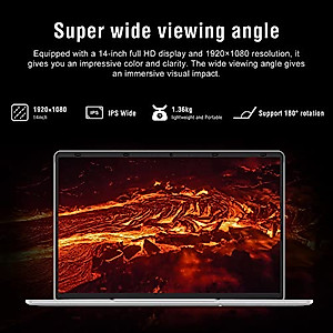 WOZIFAN 14" Laptop 6GB RAM 128GB SSD Support 1TB SSD Expansion Traditional Laptops Win 11 2.4G+5G WiFi Bluetooth 4.2 USB HDMI 1920x1080 FHD with Wireless Mouse for Work Study Entertainment-Silver