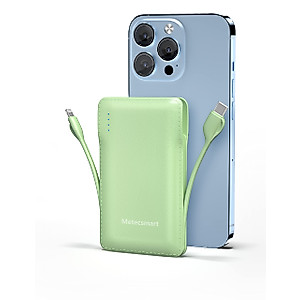Metecsmart 2 Pack10000mAh Portable Phone Charger with Built in 2 Cables, Small Slim Mini Power Bank Fast Charging, USB-C Input/Output External Battery Pack Compatible with iPhone, Android, and iPad