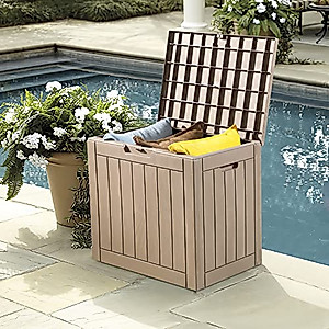 JUMMICO 32 Gallon Outdoor Deck Box Waterproof Resin Lightweight Storage Box for Outside Patio Furniture Cushions, Pool Toys and Garden Tools