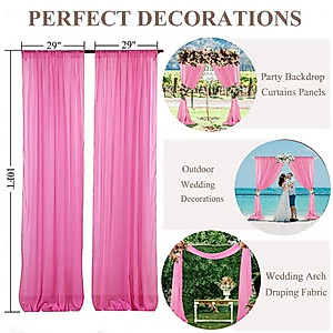 Pink Backdrop Curtains Chiffon Curtain for Backdrop Sheer Curtains 2 Panels 29x120 Inches Pink Tulle Drapes 10FT Curtains Wedding Backdrop Photo Booth Background for Bridal Ceremony Reception Party