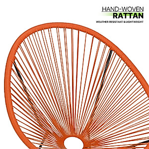 Magshion 3-Piece Outdoor Patio Furniture, Acapulco Chairs Patio Cafe Set with Glass Top Table and Chairs, Weather-Resistant Outdoor Furniture for Backyard Porch Garden, Orange