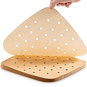 MFJUNS 200PCS Air Fryer Parchment Paper, 9 Inch Square Air Fryer Liner, Filter Paper for Air Fryers (100 Perforated & 100 Imperforate), Non-Stick Baking Paper for Air Fryers, Steamers, Cake Pan