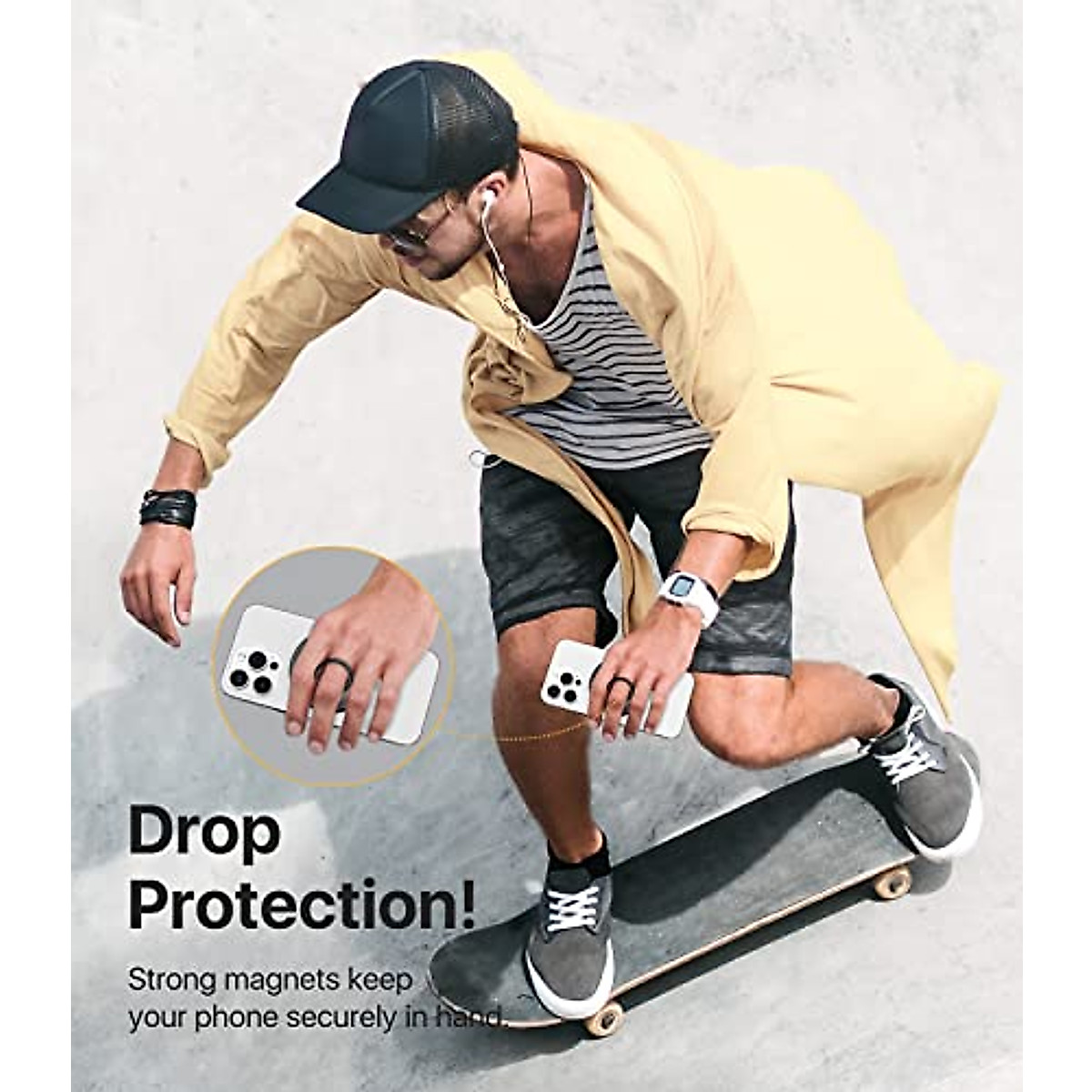 andobil Magnetic Phone Grip for Magsafe [Drop Protection] Strong Magnetic Finger Phone Ring Holder Compatible with Magsafe Accessories, iPhone 14 Plus 13 12, Pro, Pro Max, All Cell Phones, Black